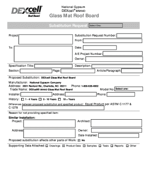 Fillable Online DEXcell BRAND Glass Mat Roof Board - National Gypsum ...