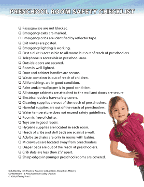 Fillable Online PRESCHOOL ROOM SAFETY CHECKLIST Fax Email Print - pdfFiller