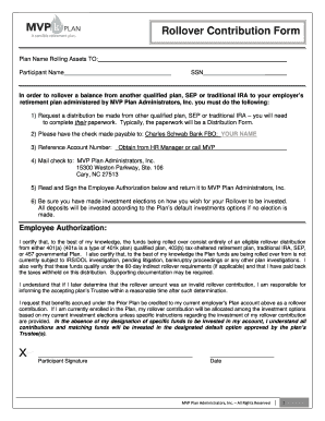 Fillable Online Rollover bContribution Formb - MVPkplan Fax Email Print ...
