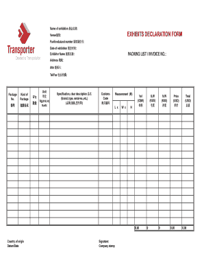 Fillable Online Exhibits Declaration Form Fax Email Print - pdfFiller