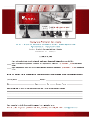 Fillable Online Employment Arbitra on Agreements - Polsinelli Fax Email ...