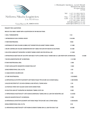 Fillable Online WOULD YOU KINDLY ASSIST WITH A QUOTATION ON THE BELOW ...