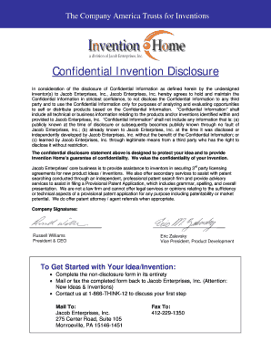Fillable Online Confidential Invention Disclosure Fax Email Print ...