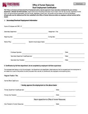 Fillable Online static frostburg Dual Employment Certification Fax ...