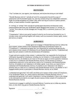 Fillable Online OUTSIDE BUSINESS ACTIVITY Fax Email Print - pdfFiller