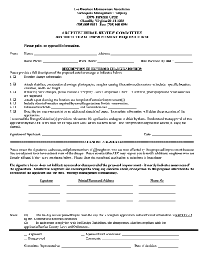 Fillable Online ARCHITECTURAL REVIEW COMMITTEE ARCHITECTURAL ...