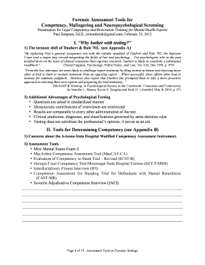 Fillable Online Forensic Assessment Tools for Competency Malingering ...
