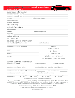 Fillable Online Powertrain enhanced service contract - Red Auto ...