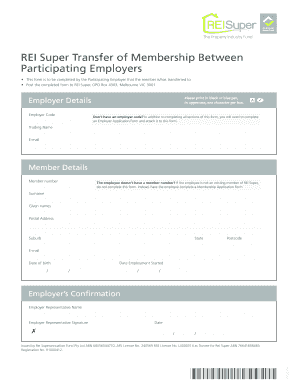 Fillable Online REI Super Transfer of Membership Between Participating ...