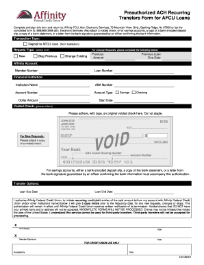 Fillable Online Preauthorized ACH Recurring Transfers Form for AFCU ...