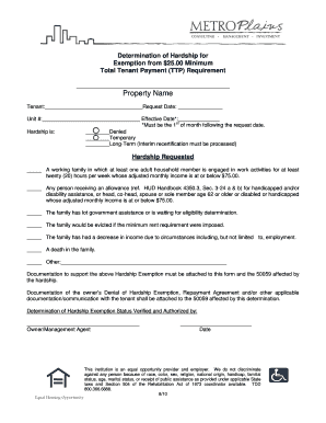 Fillable Online Determination of Hardship for Exemption from 2500 Fax ...