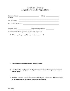 Fillable Online scu INDEPENDENT CONTRACTOR REQUEST FORM Fax Email Print ...