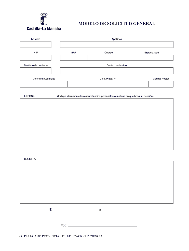 Fillable Online MODELO DE SOLICITUD GENERAL Fax Email Print - pdfFiller