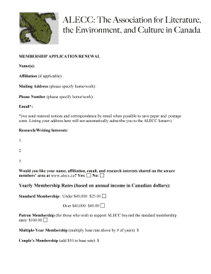 Fillable Online alecc ALECC Membership and Renewal Form 2014docx Fax ...