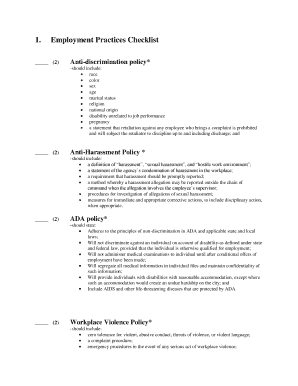 Fillable Online 1 Employment Practices Checklist - MVRMA Fax Email ...