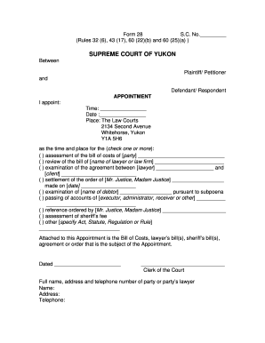Fillable Online yukoncourts FORM 24 (RULES 32 (6) AND 57 (29 ...