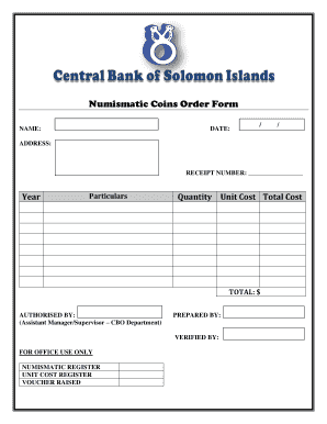 Fillable Online Numismatic Coins Order Form - Solomon Islands dollar ...
