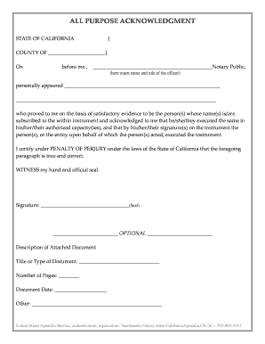 Fillable Online California Notary Acknowledgment California Notary ...