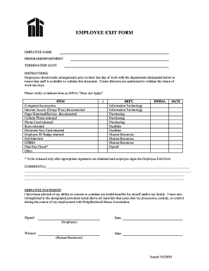 Fillable Online nhais Employee Exit Form - nhaisorg Fax Email Print ...