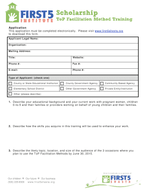 Fillable Online first5shasta Scholarship - First 5 Shasta Fax Email ...