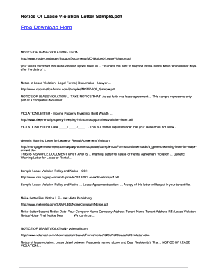 Fillable Online Notice Of Lease Violation Letter Sample Fax Email Print ...