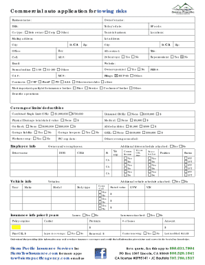 Fillable Online Commercial auto application for towing risks Fax Email ...