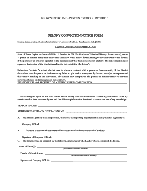 Fillable Online gobearsgo FELONY CONVICTION NOTICE FORM - gobearsgonet ...