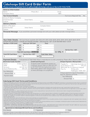 Fillable Online Cabcharge Gift Card Order Form New v2 Fax Email Print ...