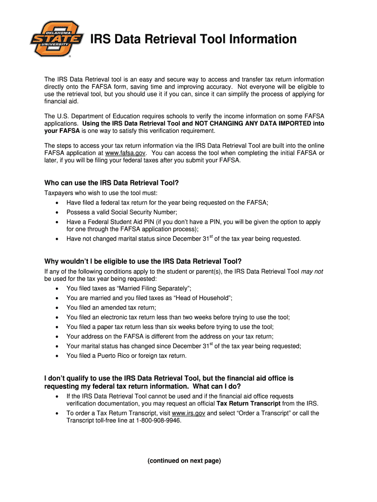 Fillable Online IRS Data Retrieval Tool Information Fax Email Print ...