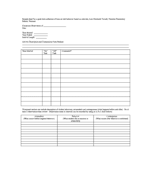 Fillable Online Data collection of time on task behavior based on ...