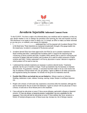 Juvederm Consent Form - Fill Online, Printable, Fillable, Blank | pdfFiller