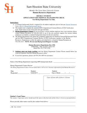 Fillable Online shsu HOURLY STUDENT Fax Email Print - pdfFiller