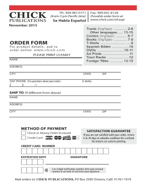Fillable Online November Order Form - Chick Fax Email Print - pdfFiller
