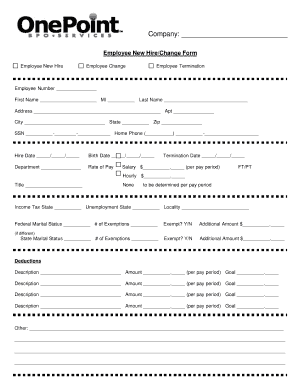 Fillable Online Employee New Hire-Change Formpub Fax Email Print - pdfFiller
