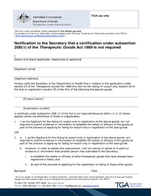 Fillable Online tga gov Amendments to the Therapeutic Goods Act 1989 ...