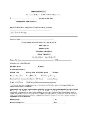 Fillable Online Optimum Care Authorization to Release Medical ...