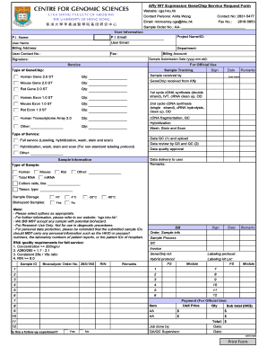 Fillable Online cgs hku Affy WT Expression GeneChip Service Request ...