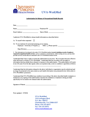 Uva Workmed - Fill Online, Printable, Fillable, Blank | pdfFiller