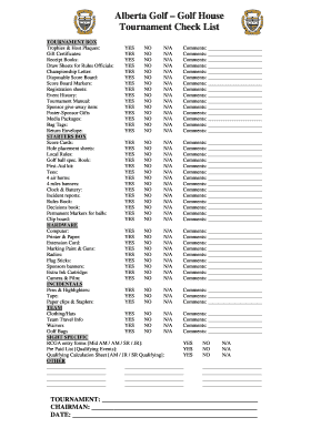 Fillable Online albertagolf Tournament Check List - Alberta Golf Fax ...