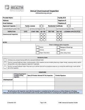 Fillable Online Annual Unannounced Inspection - Utah Fax Email Print ...