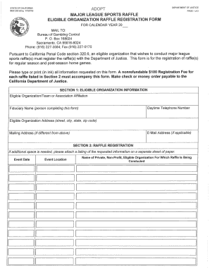 Fillable Online oag ca BGC 205 MLSR Eligible Organization Raffle ...