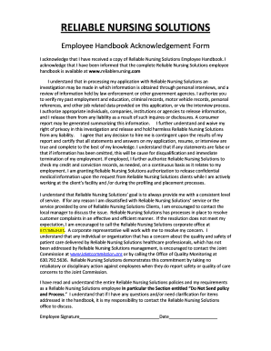 Fillable Online Employee-Handbook-Acknowledgement-Form-Reliablepdf Fax ...