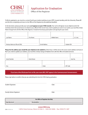 Fillable Online chsu Application for Graduation - CHSU Fax Email Print ...