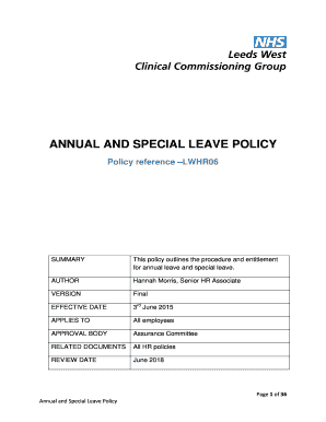 Fillable Online ANNUAL AND SPECIAL LEAVE POLICY Fax Email Print - pdfFiller