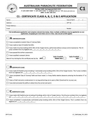 Fillable Online Certificate Class A B C D and E bApplicationb - PDF - ABLIS Fax Email Print ...