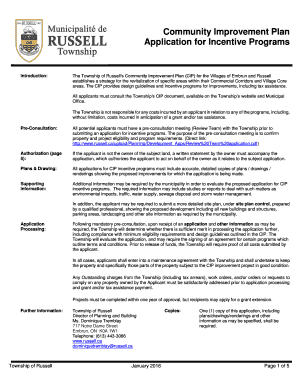 Fillable Online Community Improvement Plan Application for Fax Email ...