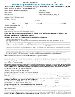Fillable Online naeyc NAEYC Application and Exhibit Booth Contract ...