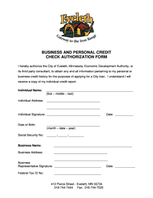 Fillable Online BUSINESS AND PERSONAL CREDIT CHECK AUTHORIZATION FORM ...