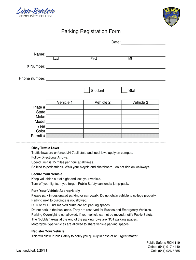 Fillable Online linnbenton Parking Registration Form - linnbentonedu ...