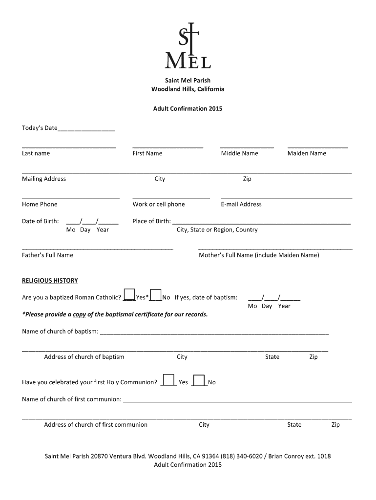 Fillable Online stmel Adult Confirmation Application Formdocx Fax Email ...